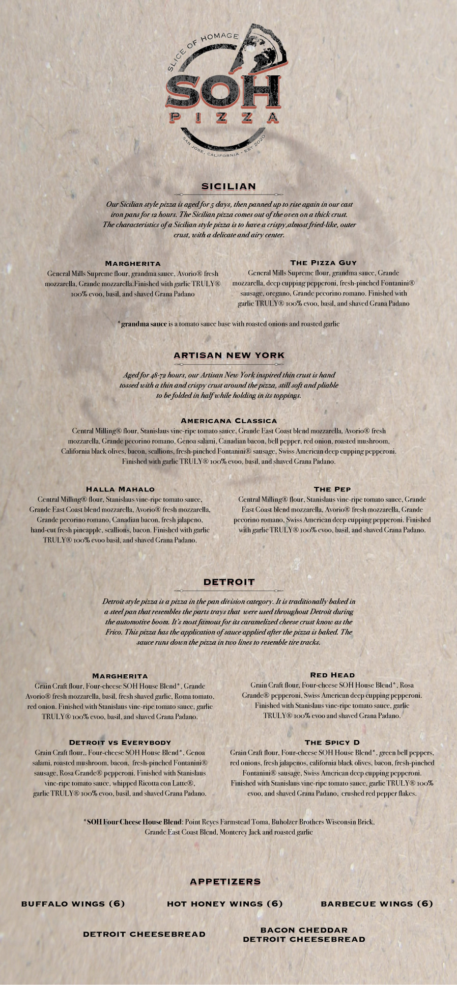 Menu – Slice of Homage Pizza
